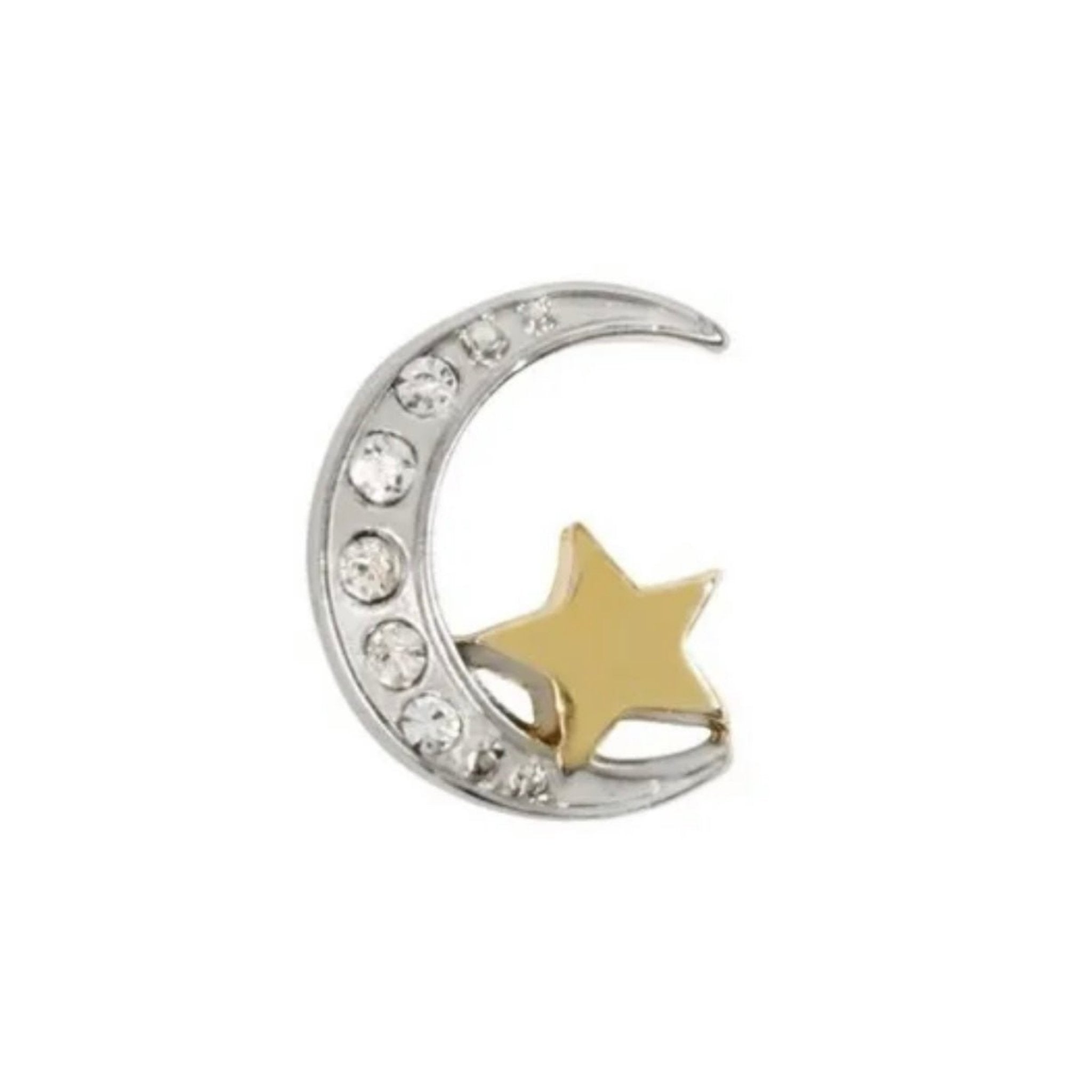 Memory Locket Charm - Moon and star (silver and gold) – Charm Lockets